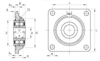 PCCJ35 35mm INA 4 Bolt Flanged Bearing - BearingBoys