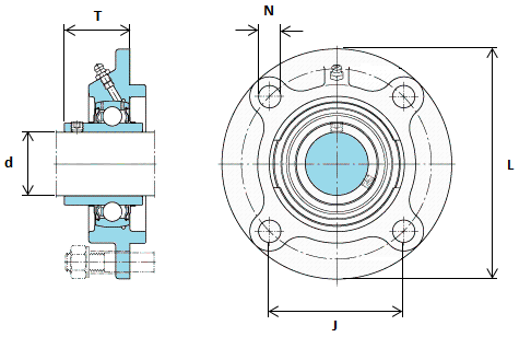 FYC35TF SKF 35mm 4 Bolt Round Flange Bearing with Grub Screws - BearingBoys
